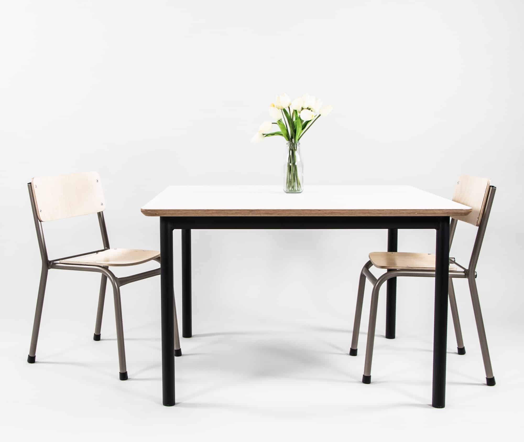 1000 Square Table and Fergus Stacking Chairs (Set) - Starex